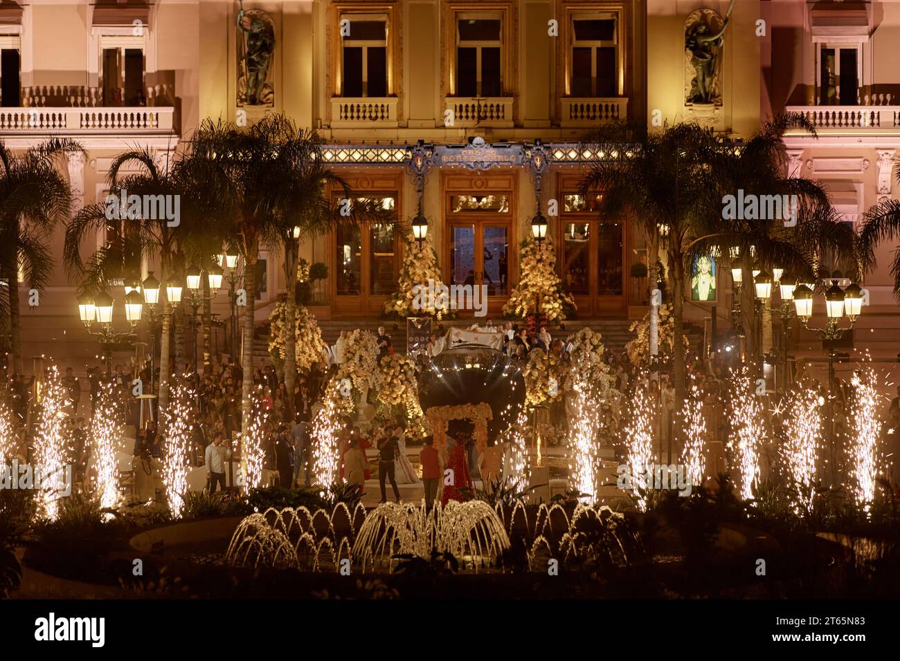 Monaco, Monte-Carlo, 12 November 2022: Festive fireworks at a wedding ...
