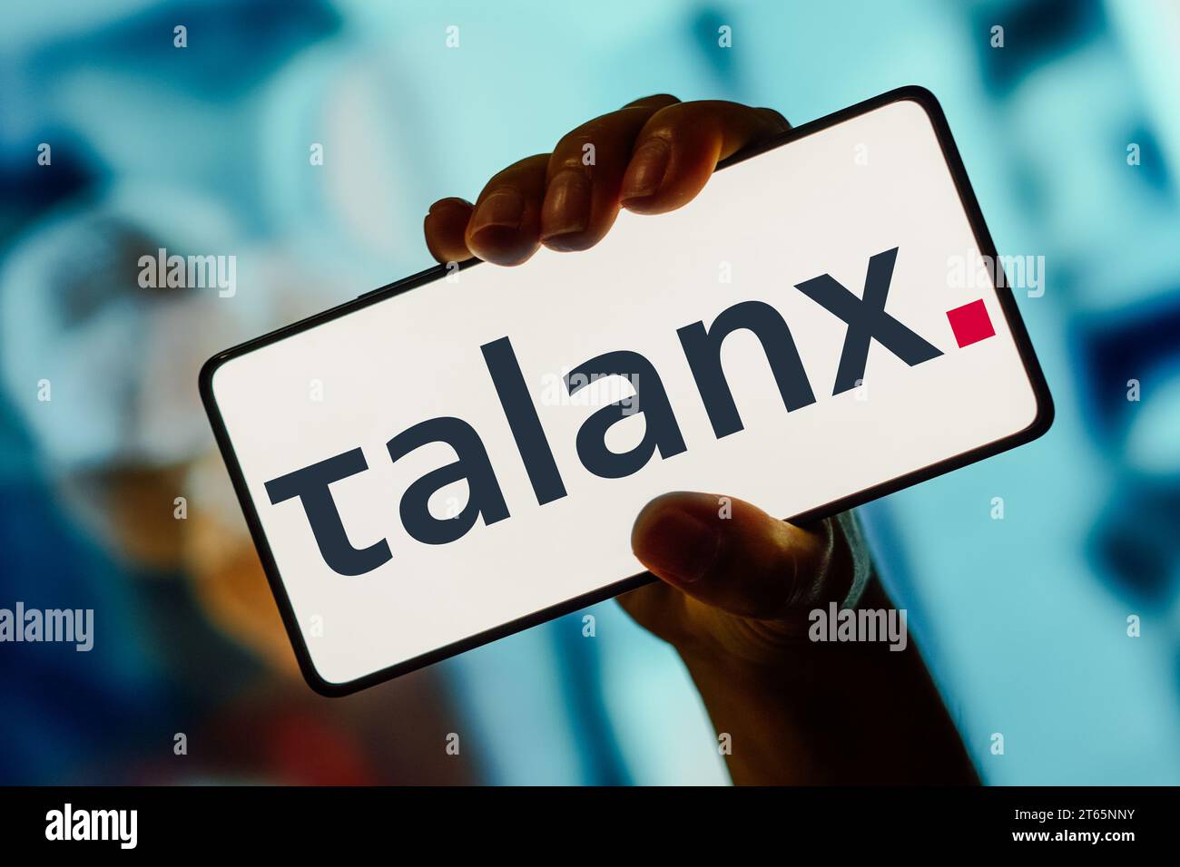 In this photo illustration, the Talanx logo is displayed on a smartphone screen Stock Photo - Alamy