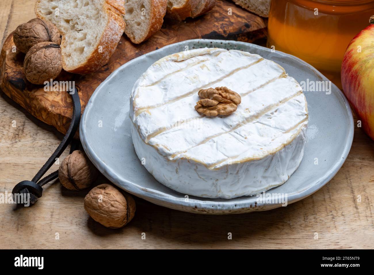 French soft Camembert cheese, original Camembert de Normandie, close up ...