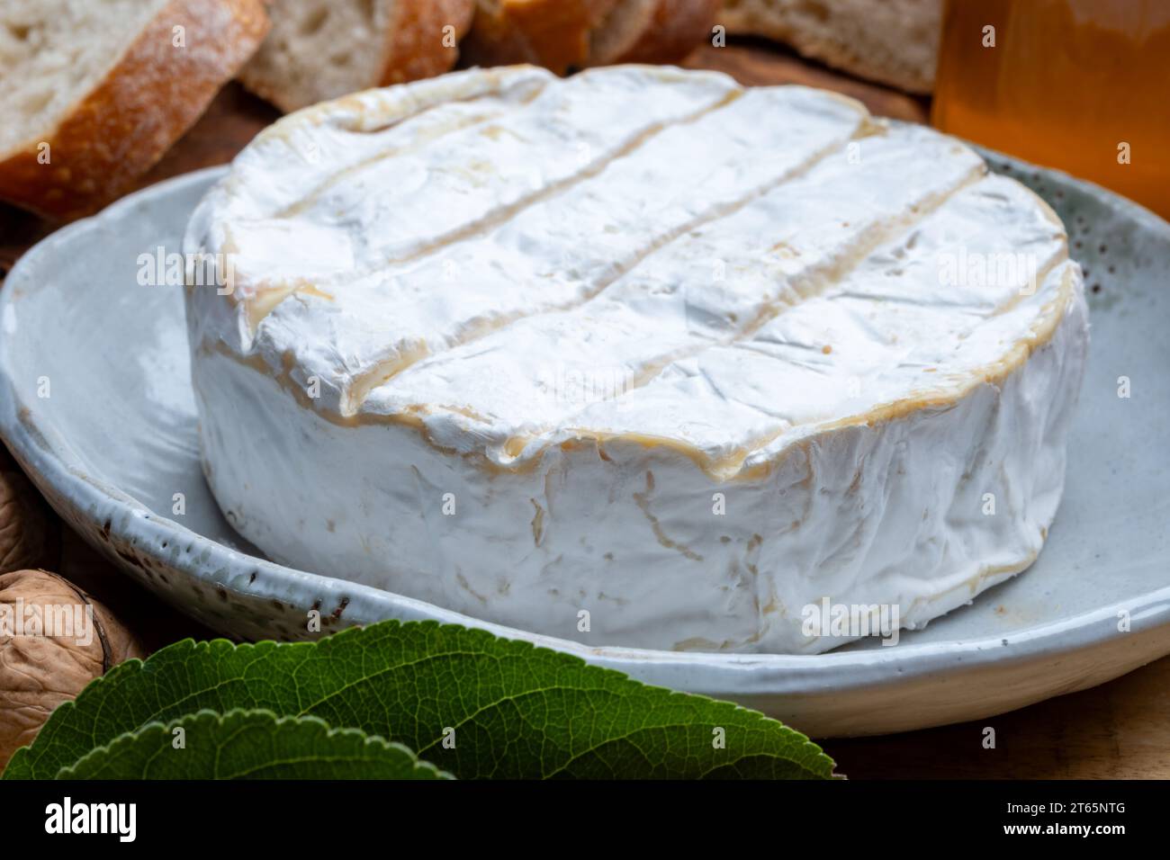 French soft Camembert cheese, original Camembert de Normandie, close up ...
