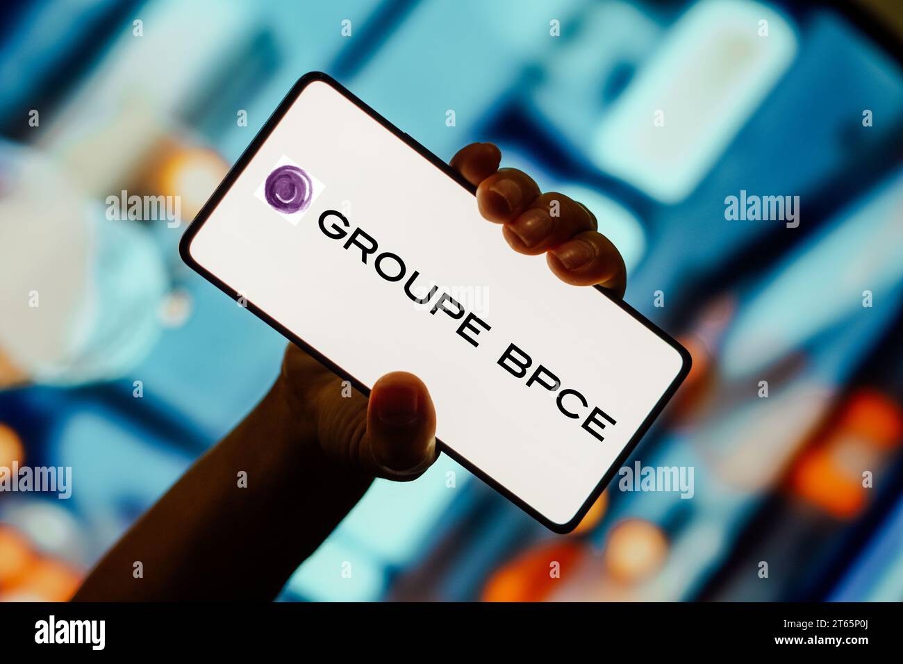 In this photo illustration, the Groupe BPCE logo is displayed on a ...