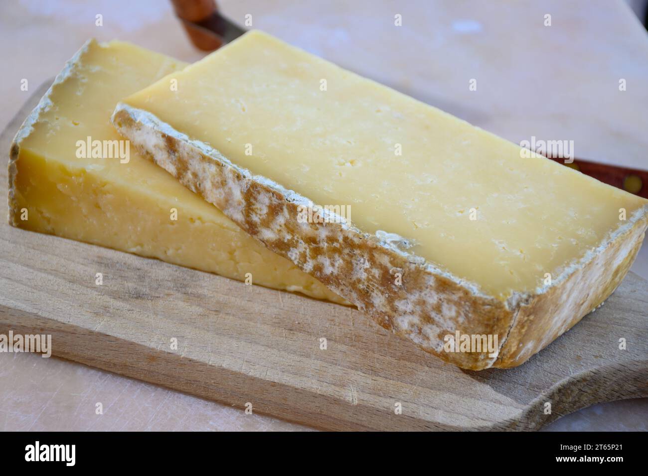 Cheese collection, hard French cheese old cantal fermier made from raw ...