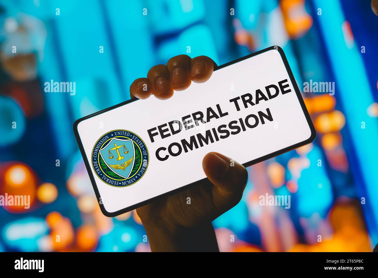 In this photo illustration, the Federal Trade Commission (FTC) logo is ...