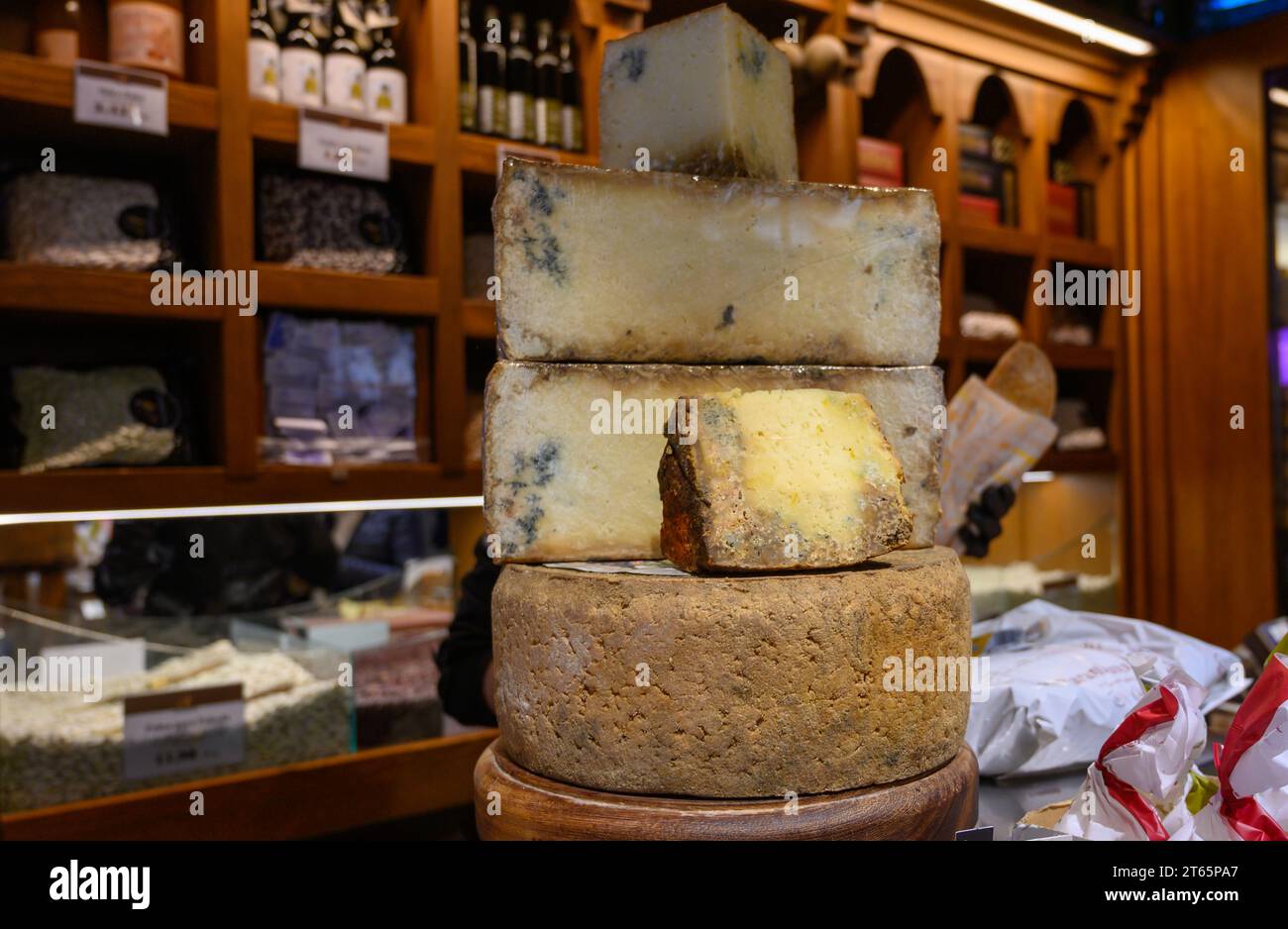 Different Asturian cheeses made from cow, goat and sheep melk on ...