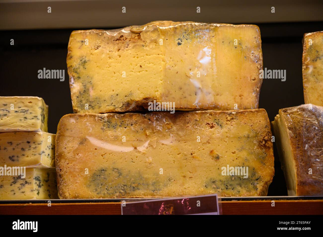 Different Asturian cheeses made from cow, goat and sheep melk on ...