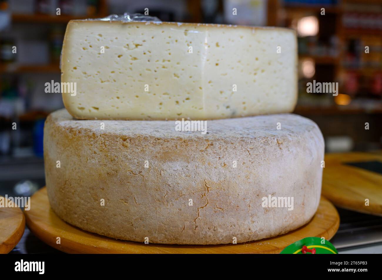 Different Asturian cheeses made from cow, goat and sheep melk on ...