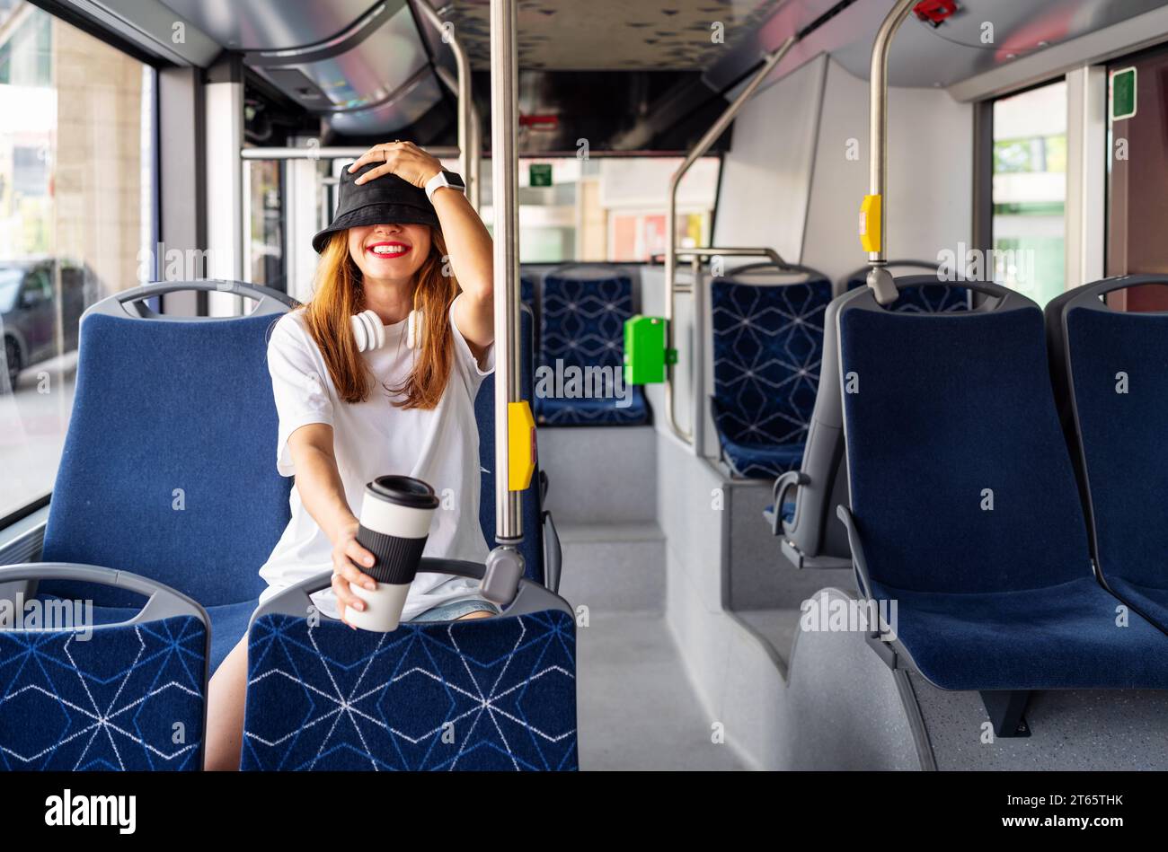 Young woman in public bus hi-res stock photography and images - Alamy