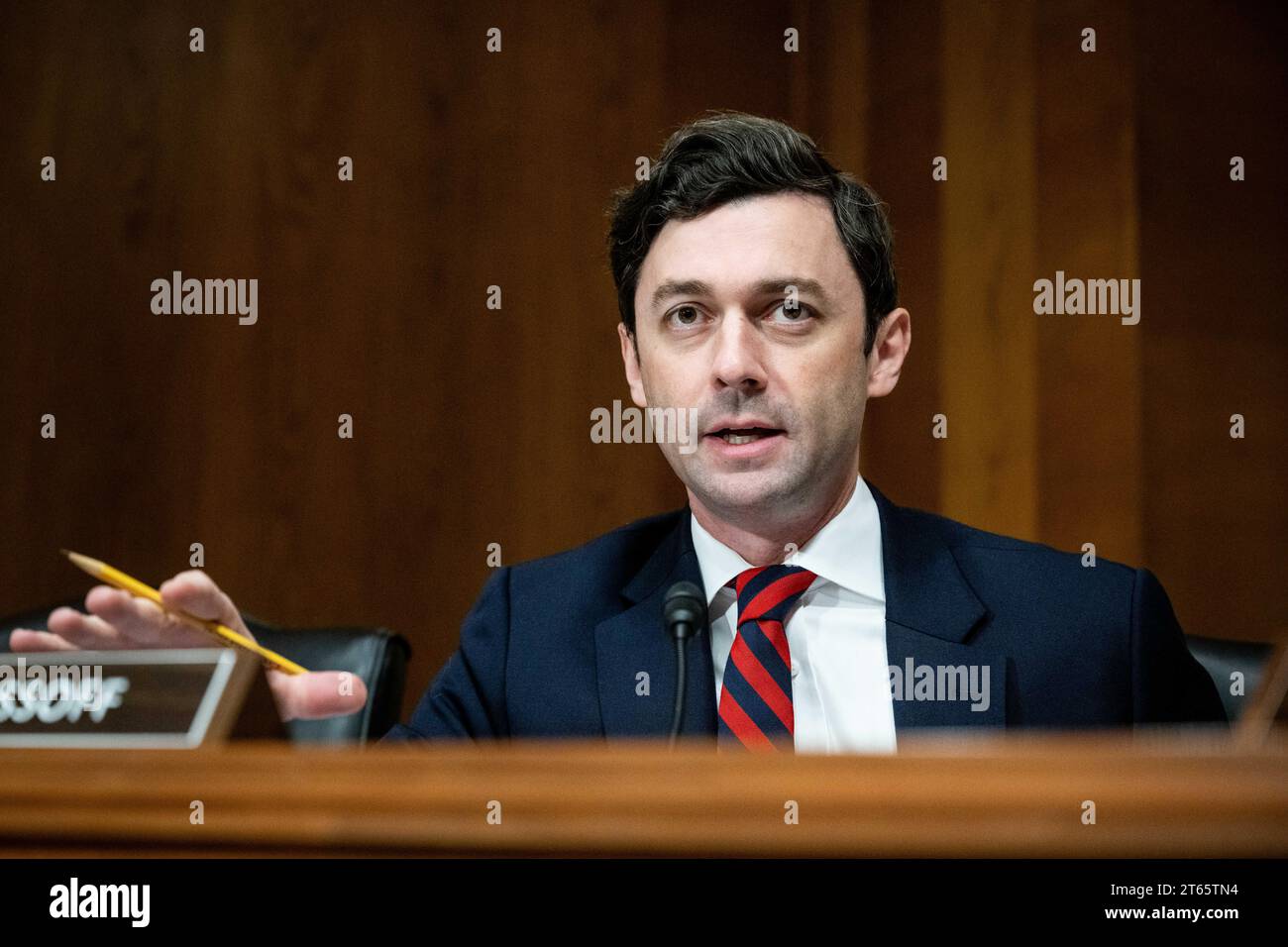 U.S. Senator Jon Ossoff (D-GA) speaking at a Senate Homeland Security ...