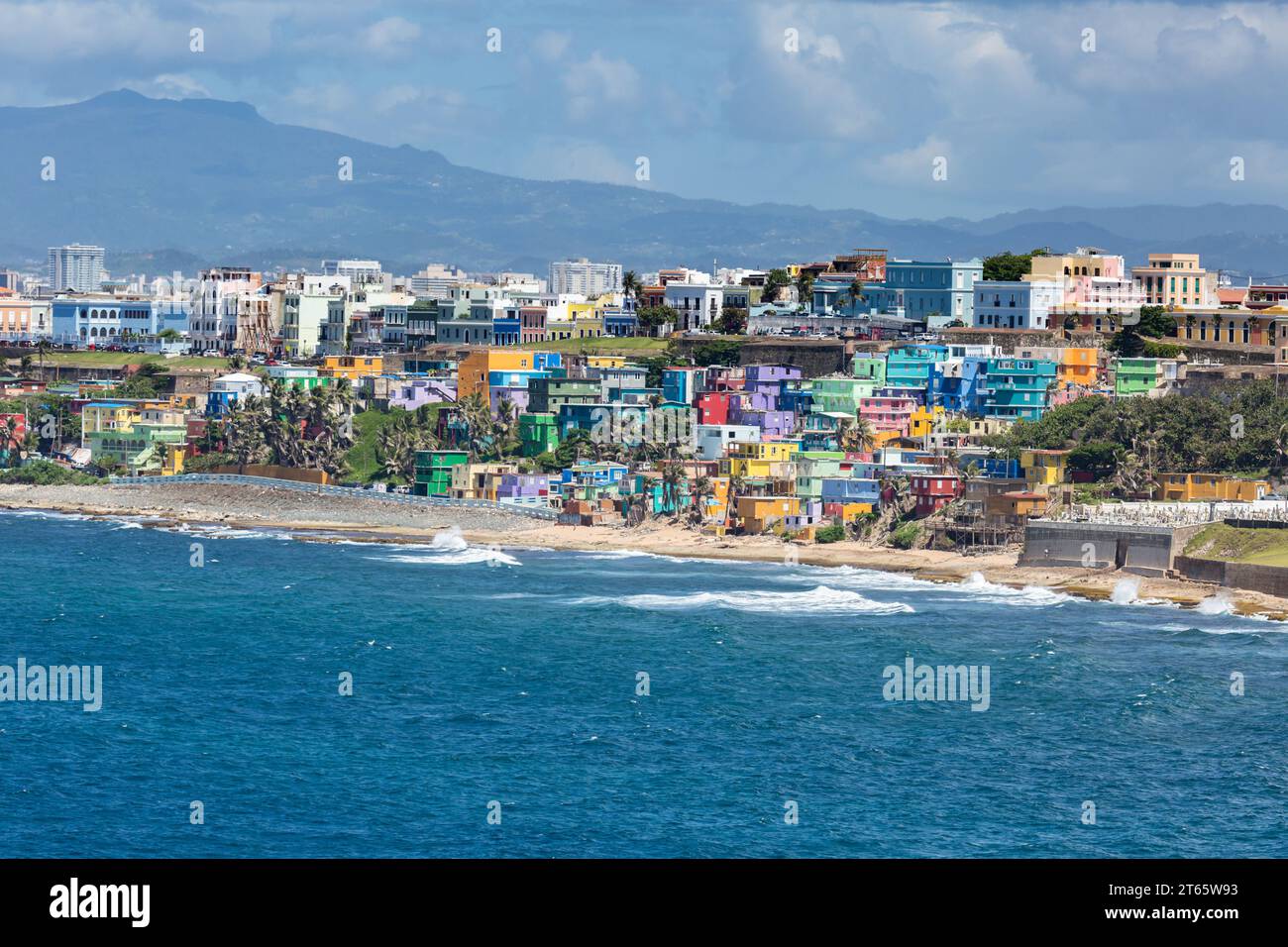 Colorful La Perla community along the Atlantic coast of Old San Juan ...