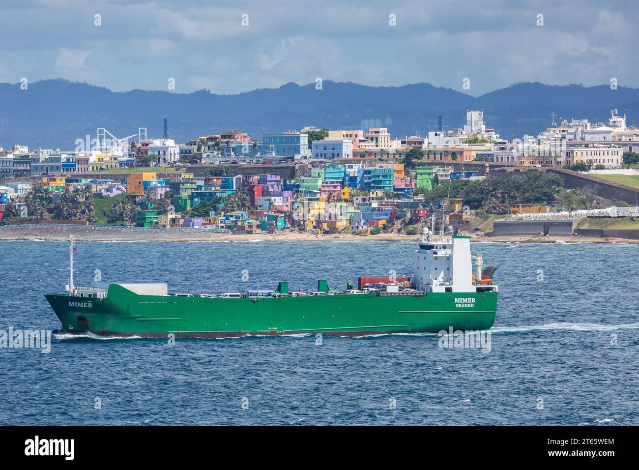 Mimer automobile ferry boat in the Atlantic Ocean off the northern ...