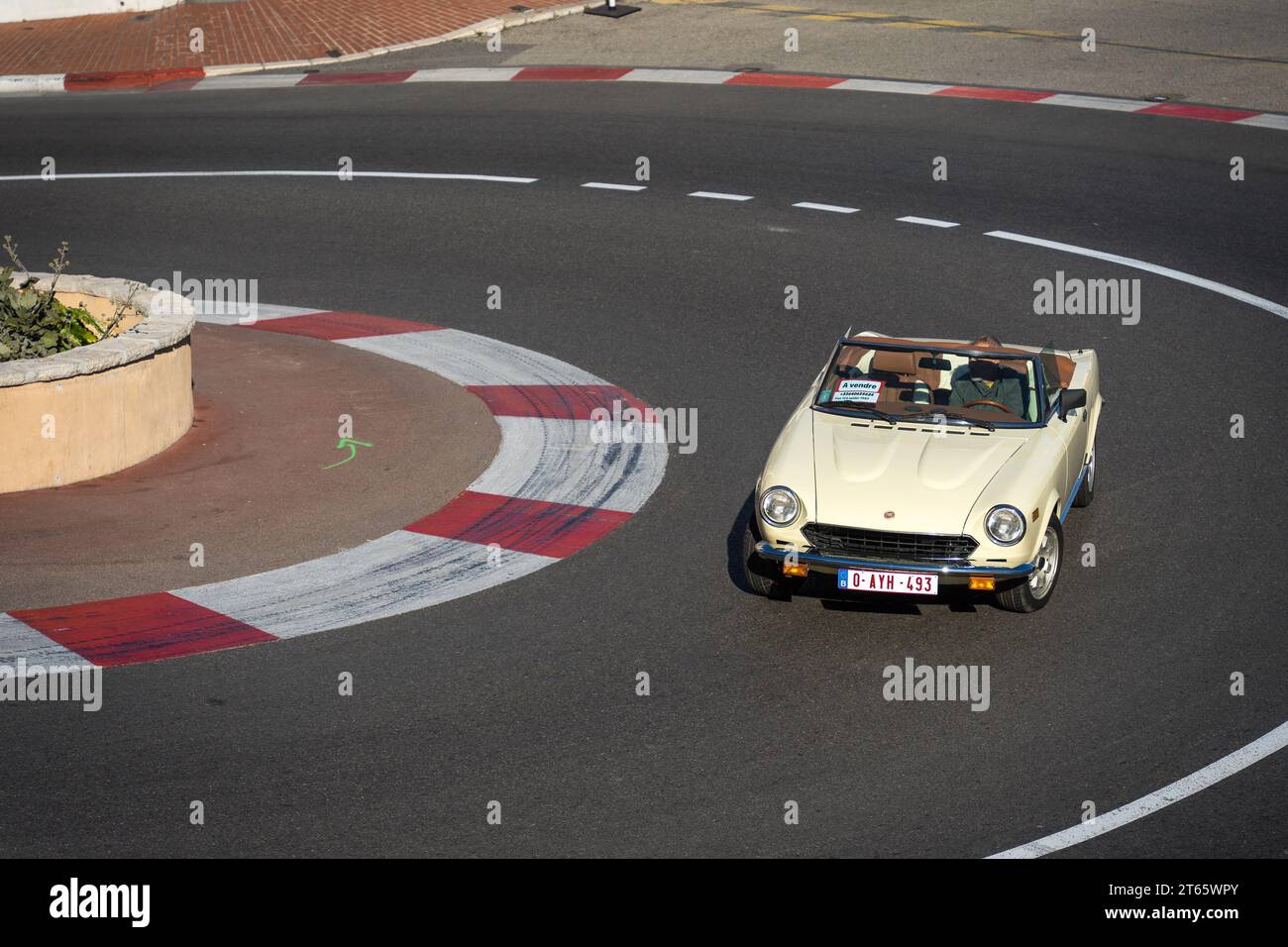 Beige 1966 Fiat 124 Sport Spider vintage car at the Fairmont hairpin ...