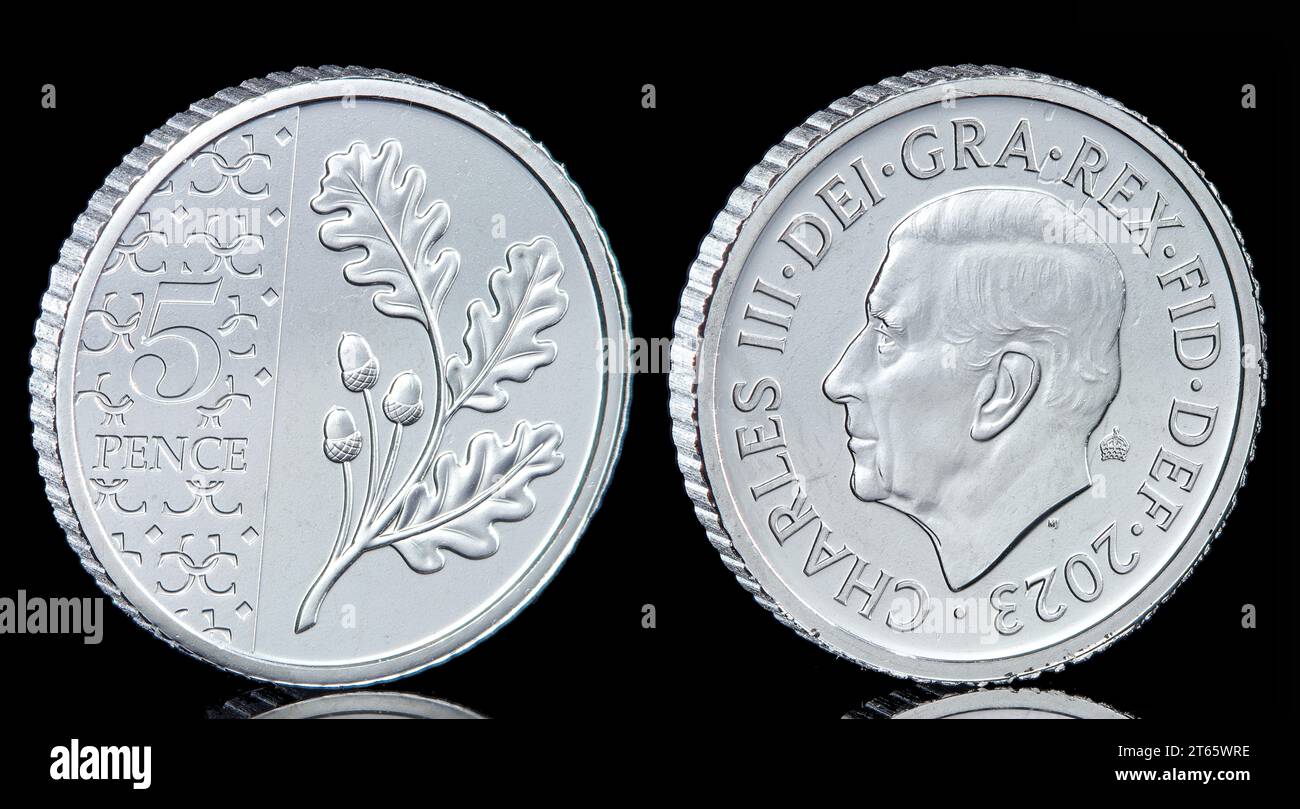 The Oak leaves & Acorns 5 pence coin design and the first time King ...