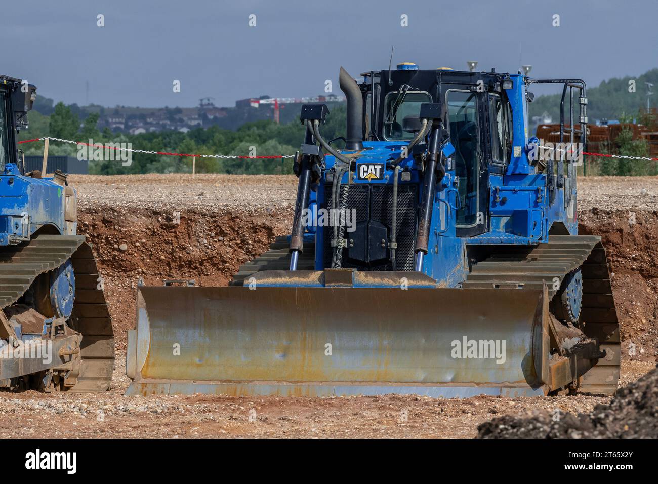 Nancy, France - July 16th 2023 : Blue bulldozer CAT D6T LGP for the ...