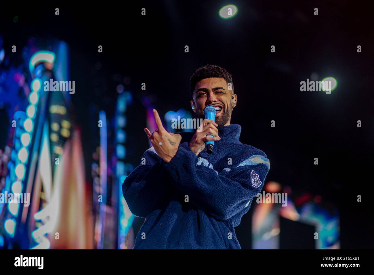 Singer Jay Wheeler during a performance at the WiZink Center, on ...