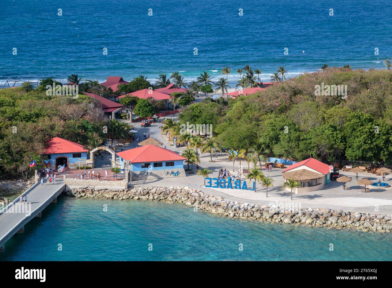 Entrance to Royal Caribbean's private coastal peninsula of Labadee ...