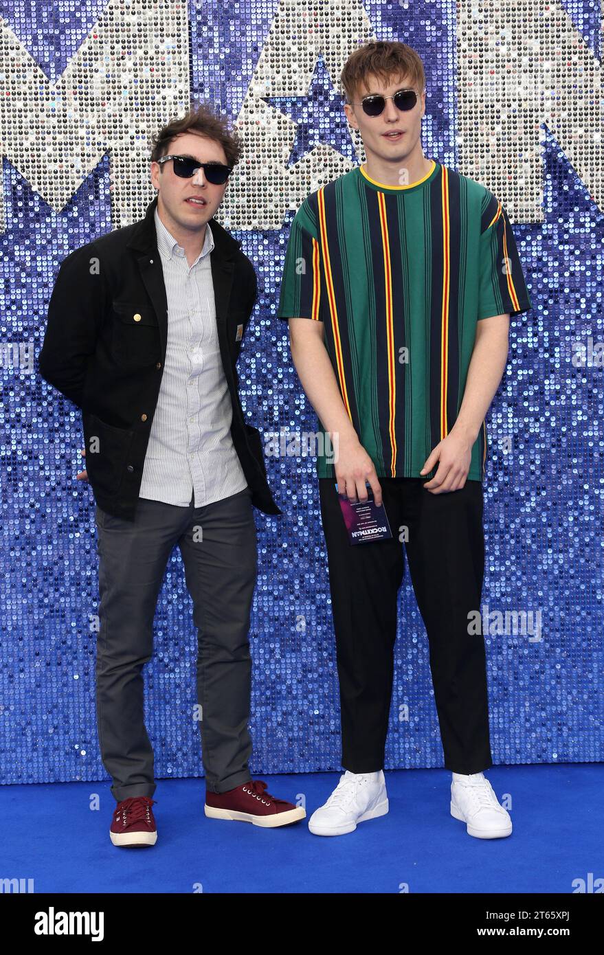 Sam Fender (R) attends the "Rocketman" UK premiere at Odeon Luxe ...