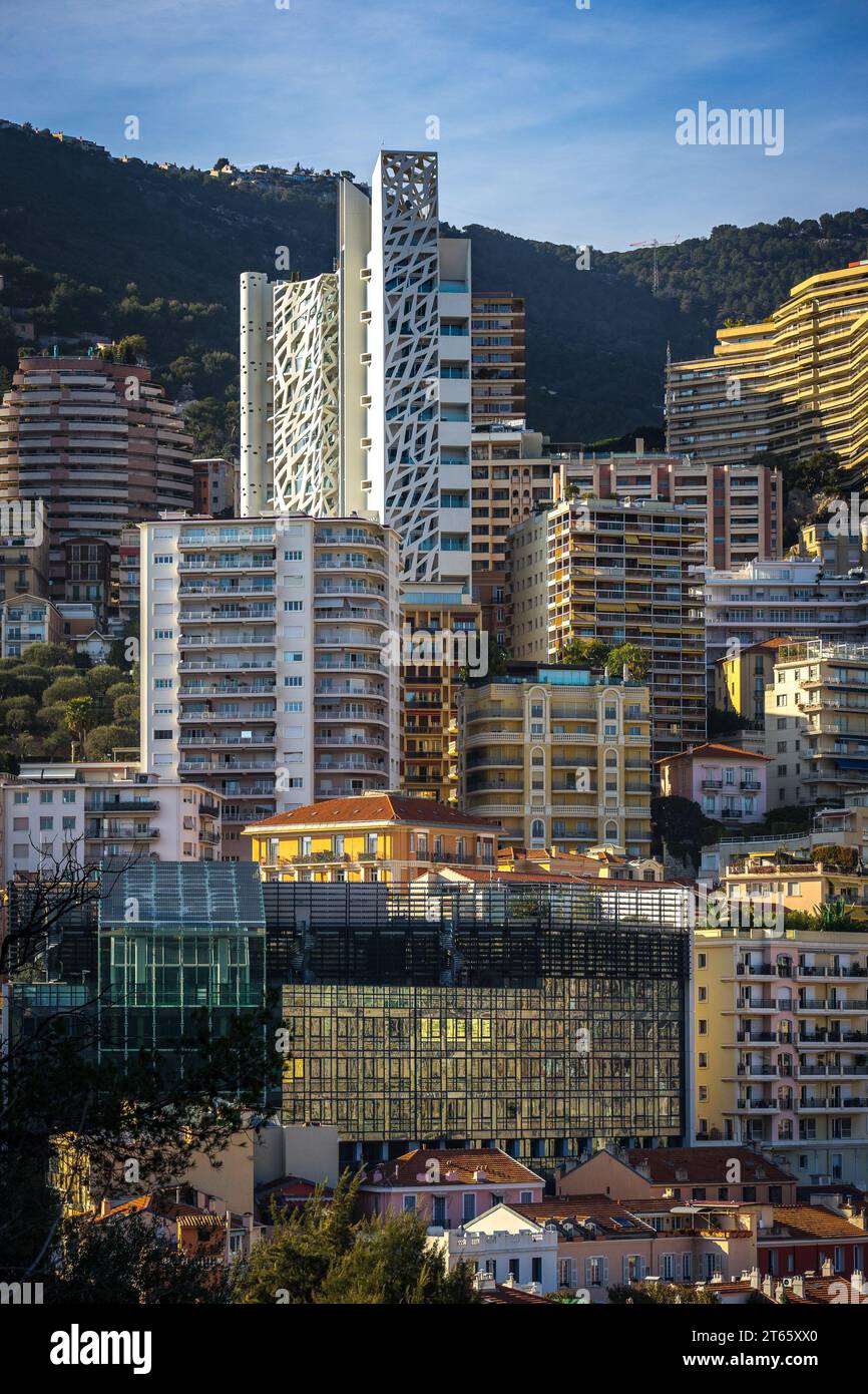 Monaco - Feb 15 2023: Phare de View of the elegant buildings in Monaco ...