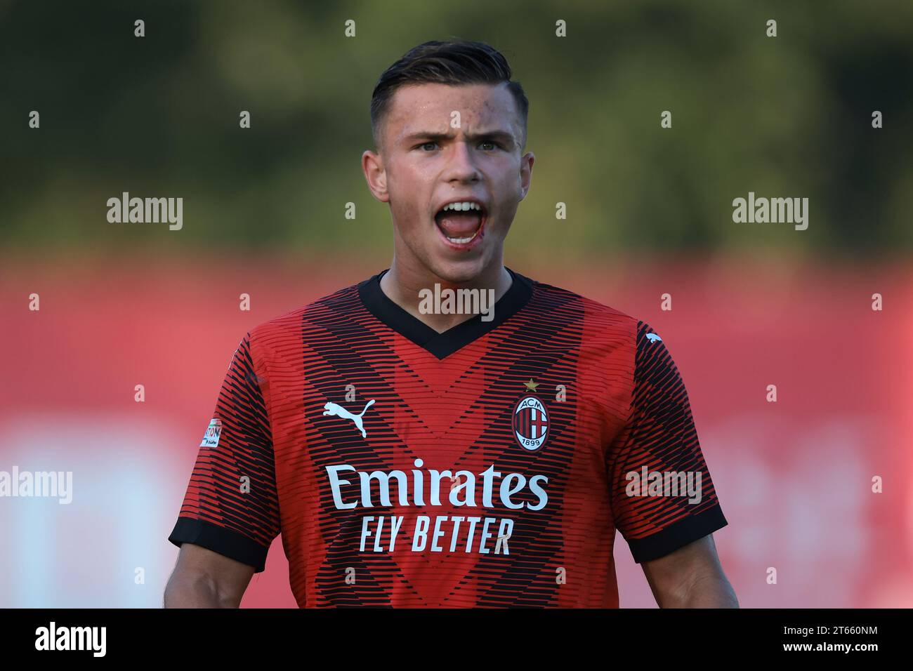 Milan, Italy. 7th Nov, 2023. Jan-Carlo Simic of AC Milan reacts after team mate Diego Sia scored ...