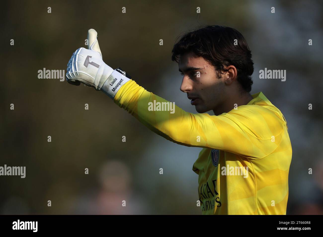 Milan, Italy. 7th Nov, 2023. Louis Mouquet of PSG reacts during the ...