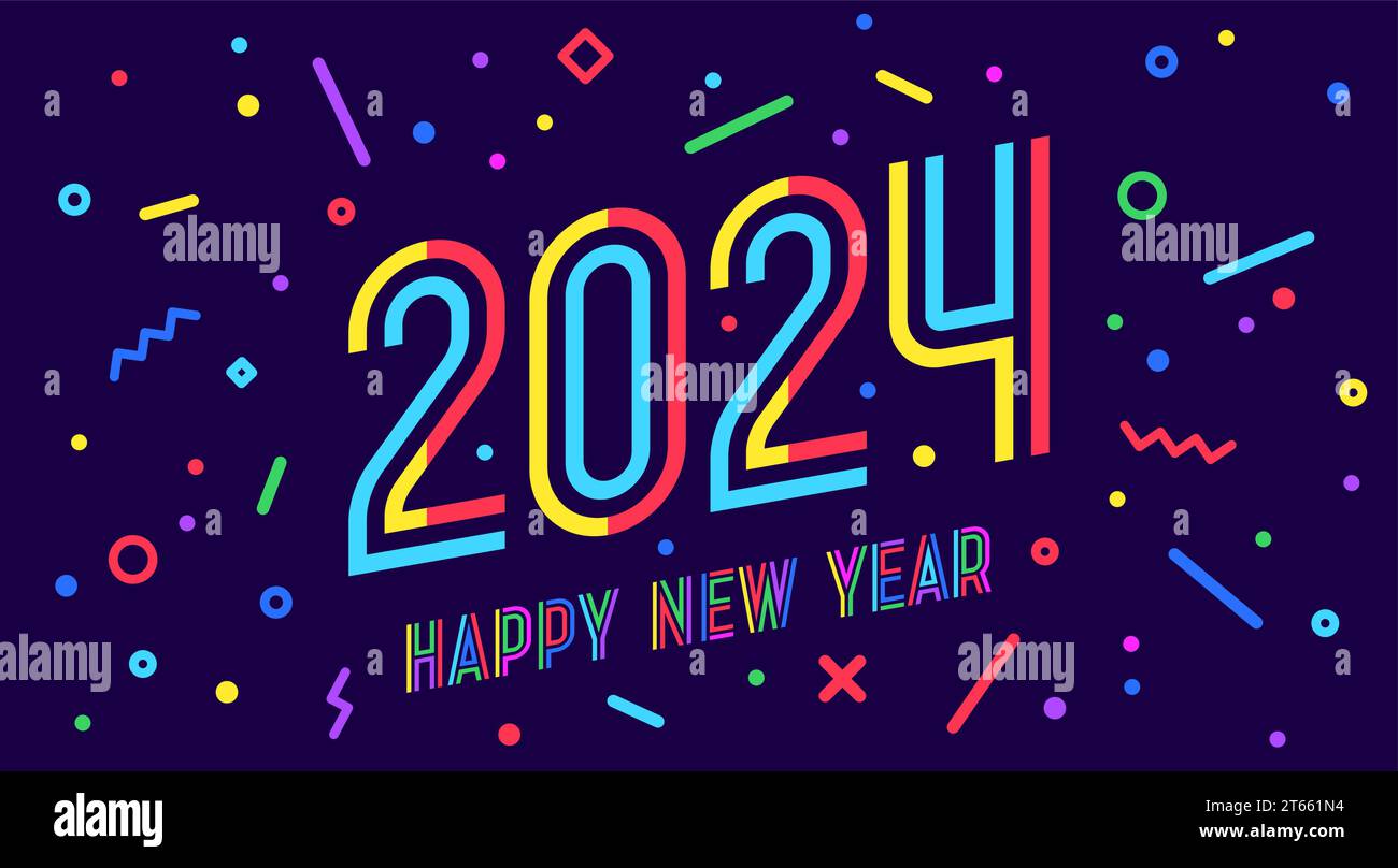 2024. Happy New Year. Greeting card with text Happy New Year 2024 ...