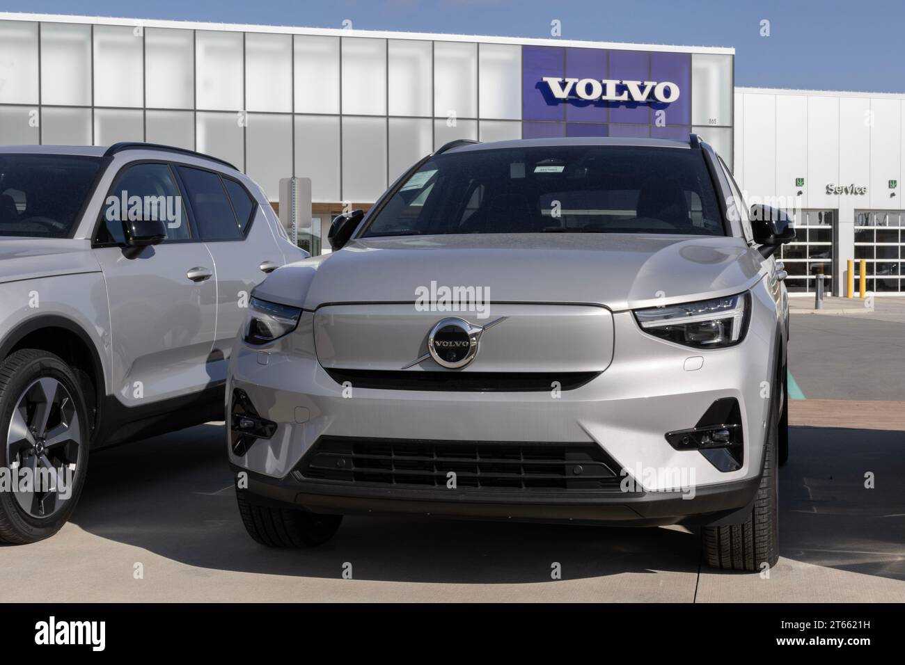 Ft. Wayne - November 7, 2023: Volvo XC40 EV Electric Vehicle display at a dealership. Volvo ...