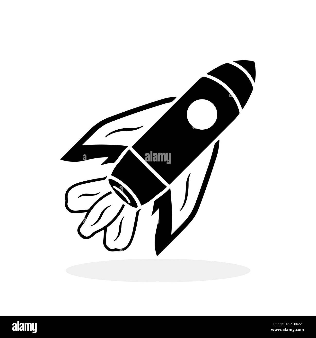 Rocket icon. Black spaceship icon isolated. Rocket launching sign ...