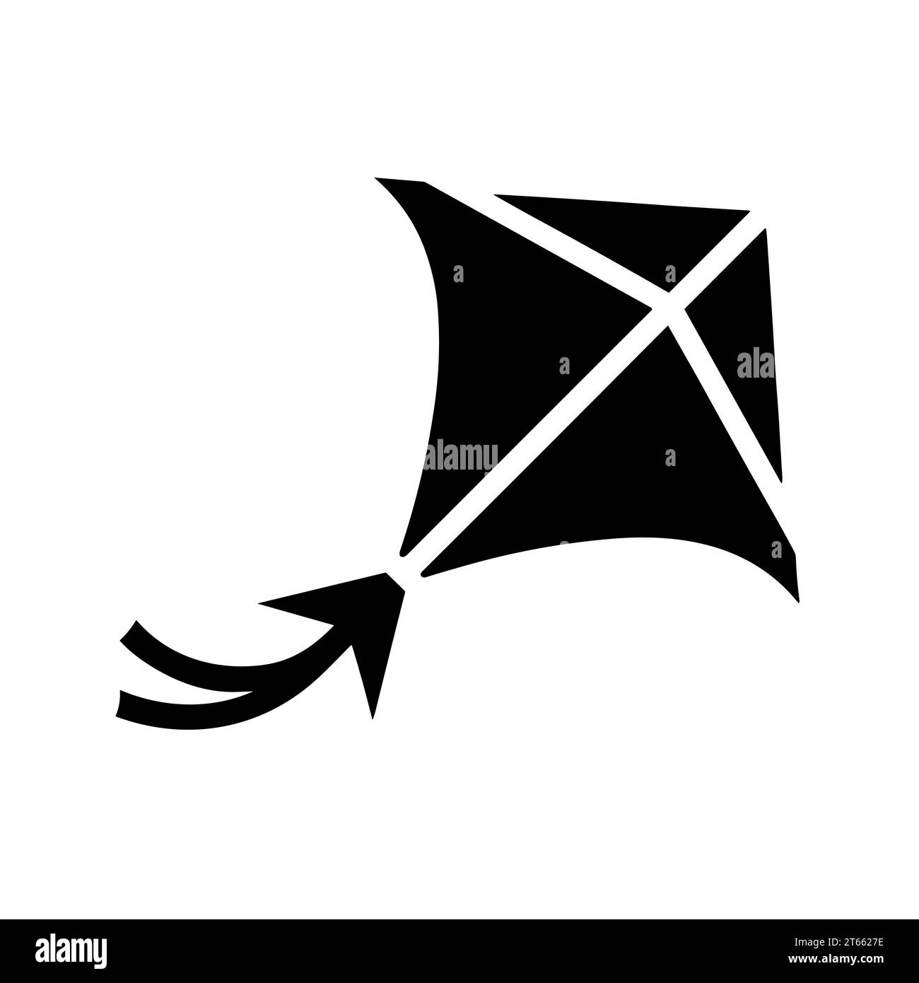 Kite icon. Black silhouette of kite toy symbol. Vector illustration ...
