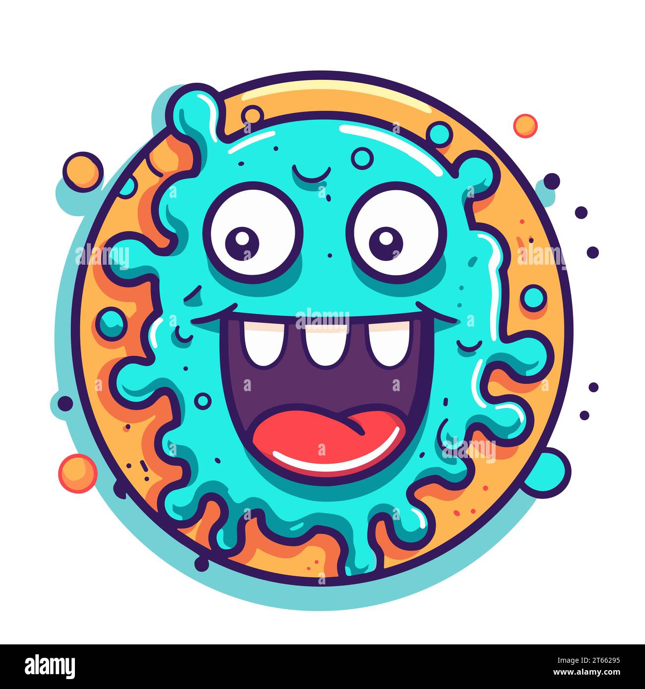 Colorful Cartoon Germ icon. A vibrant illustration of a single-eyed ...