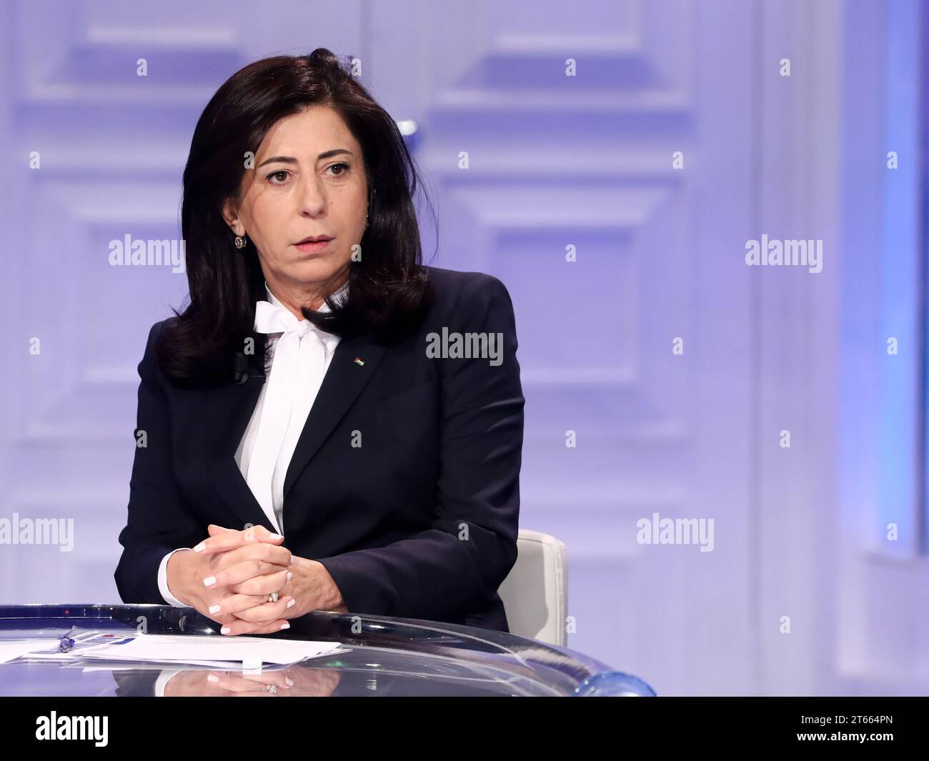 Rome, Italy. 08th Nov, 2023. Rome, Rai ex Teulada studios, TV broadcast "Porta a Porta". In the ...