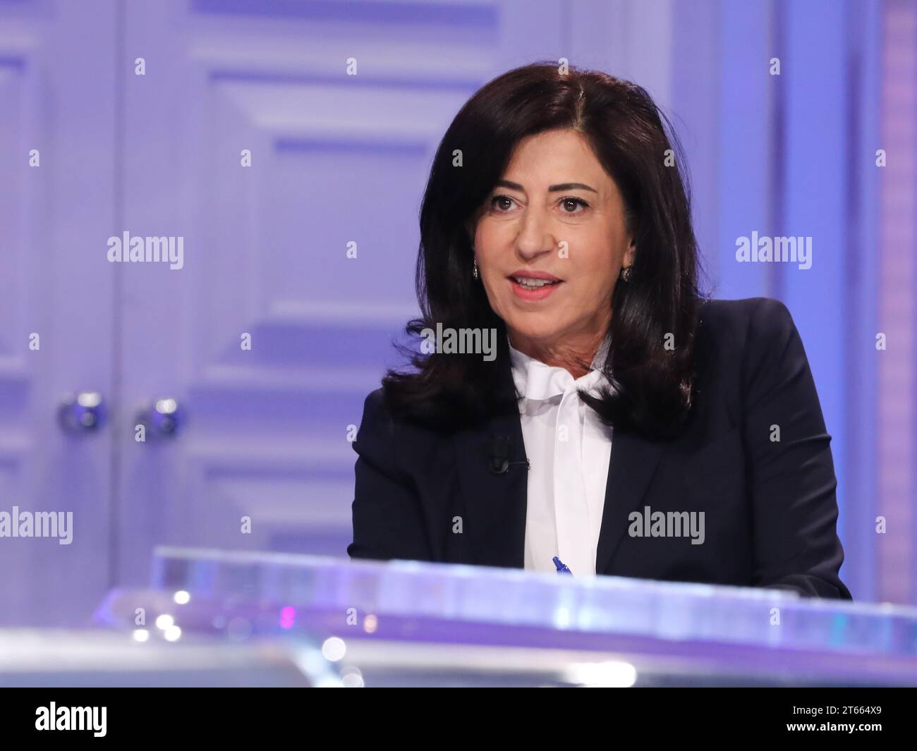 Rome, Italy. 08th Nov, 2023. Rome, Rai ex Teulada studios, TV broadcast "Porta a Porta". In the ...