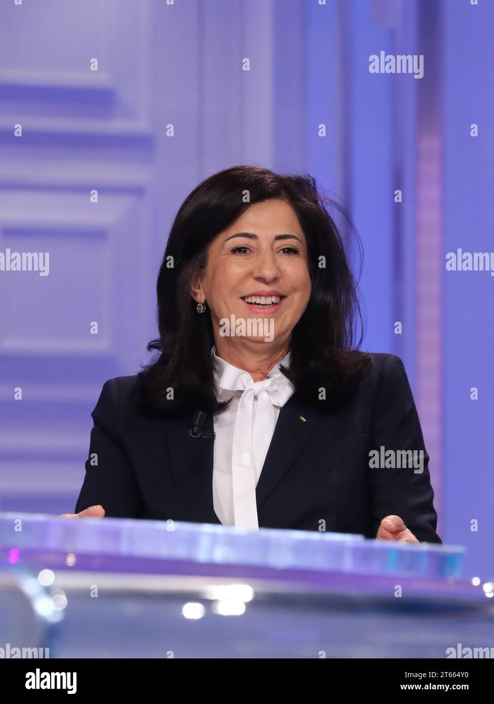 Rome, Italy. 08th Nov, 2023. Rome, Rai ex Teulada studios, TV broadcast "Porta a Porta". In the ...