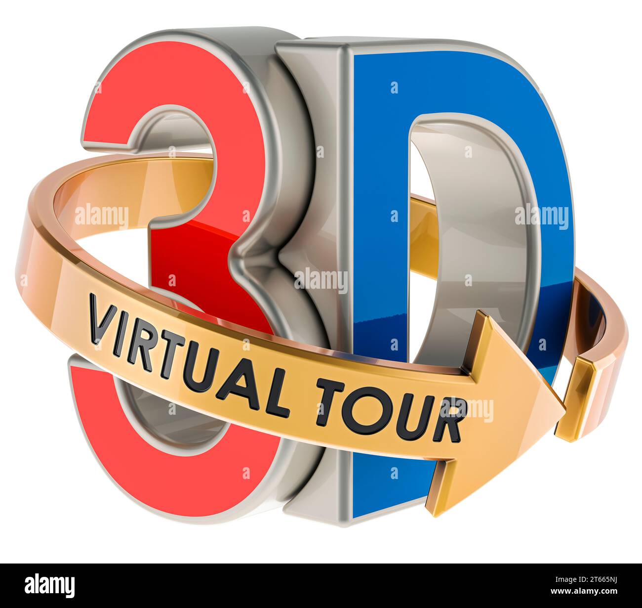 3D Virtual Tour, concept. 3D rendering isolated on white background ...