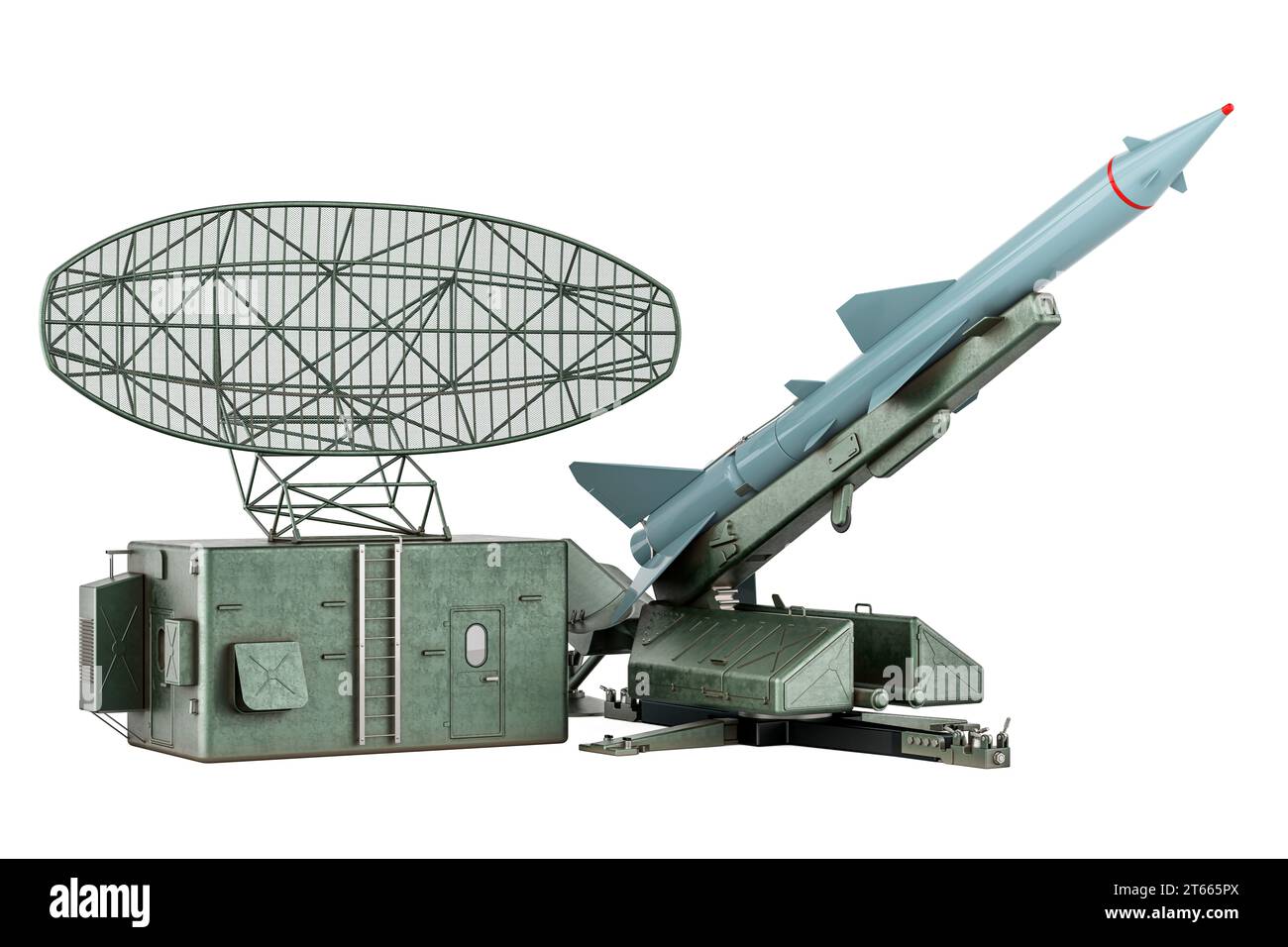 Missile Defence Systems. Anti aircraft defence system. 3D rendering isolated on white background ...