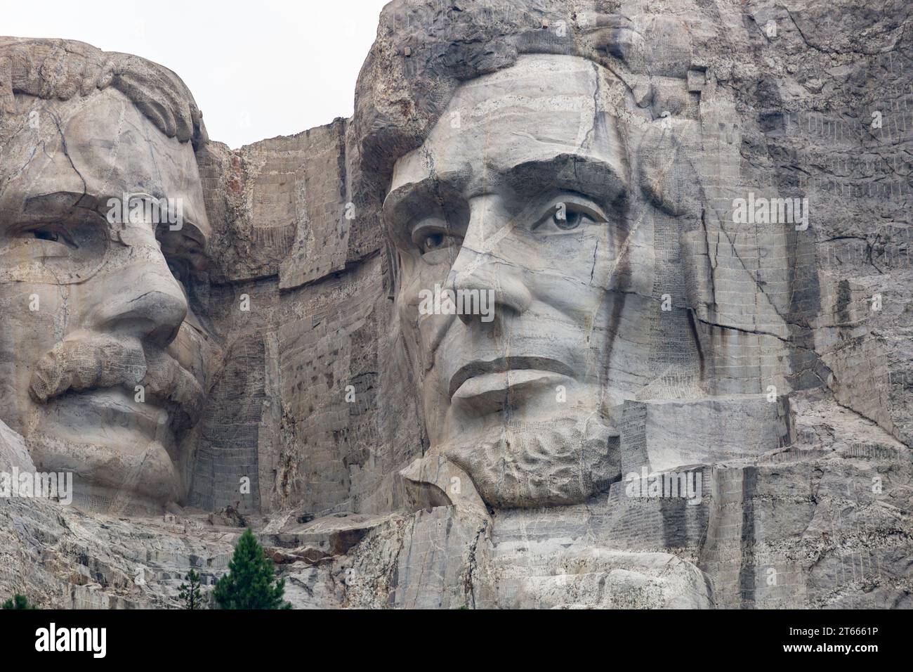 Close up of the carved granite bust of Abraham Lincoln at Mount ...
