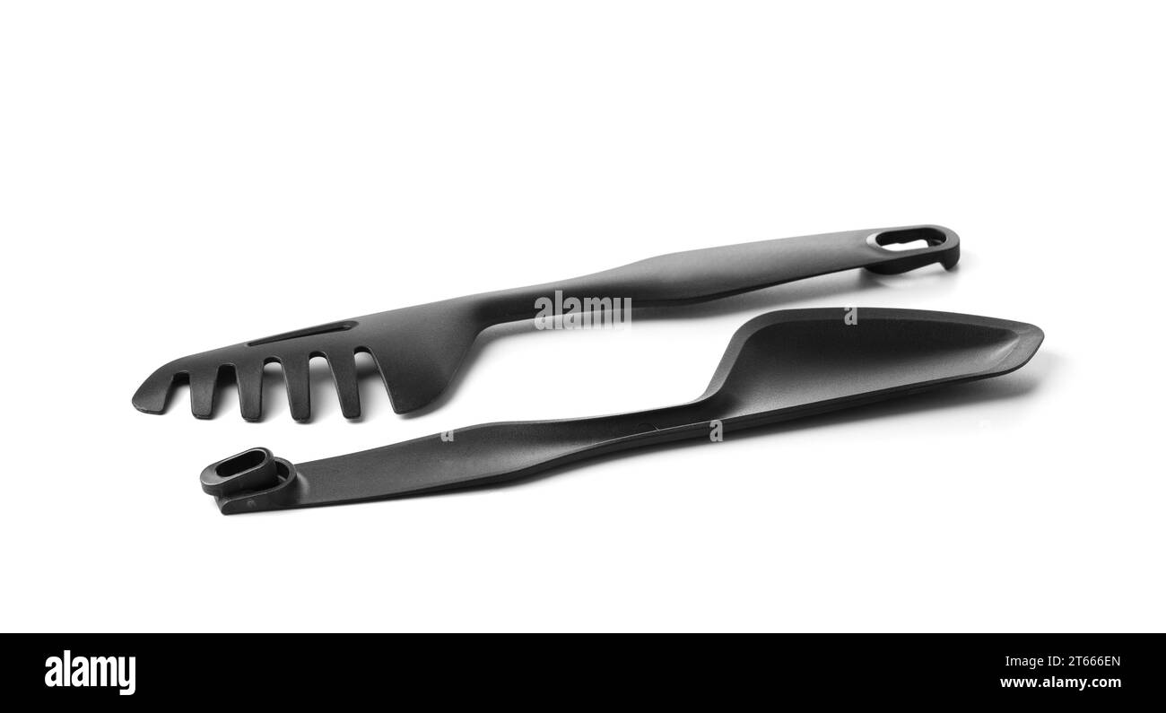 Dismountable black kitchen tongs with eco-plastic stand. Convenient ...