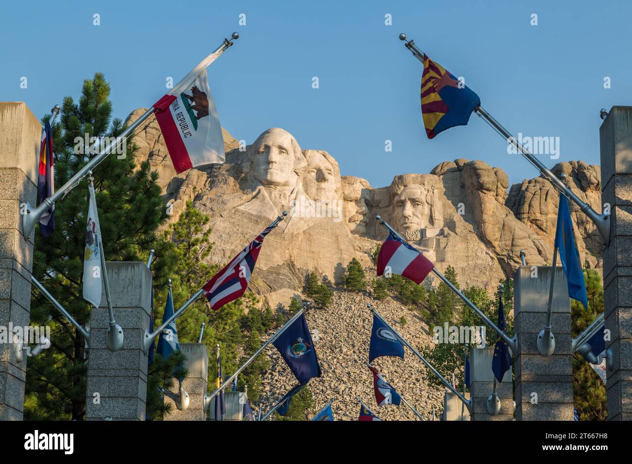Carved granite busts of George Washington, Thomas Jefferson, Theodore ...