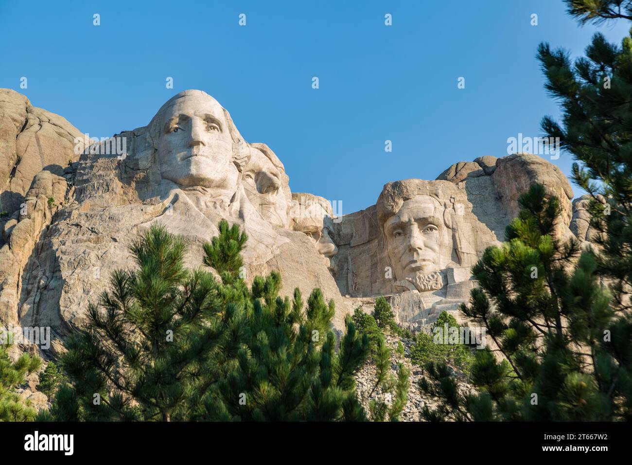 Carved granite busts of George Washington, Thomas Jefferson, Theodore ...
