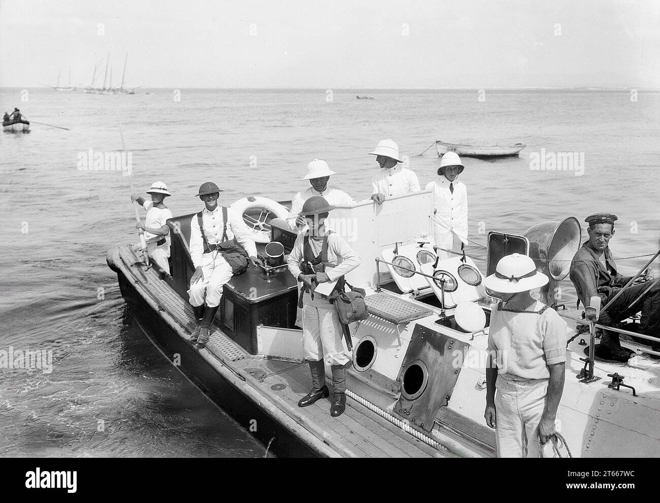 British marines landing at Haifa from H.M.S. "Barham" during 1929 ...