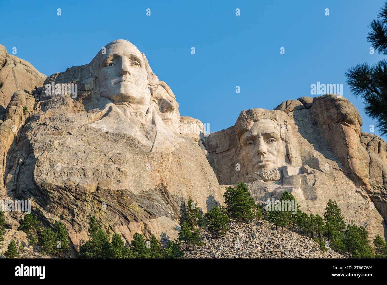 Carved granite busts of George Washington, Thomas Jefferson, Theodore ...