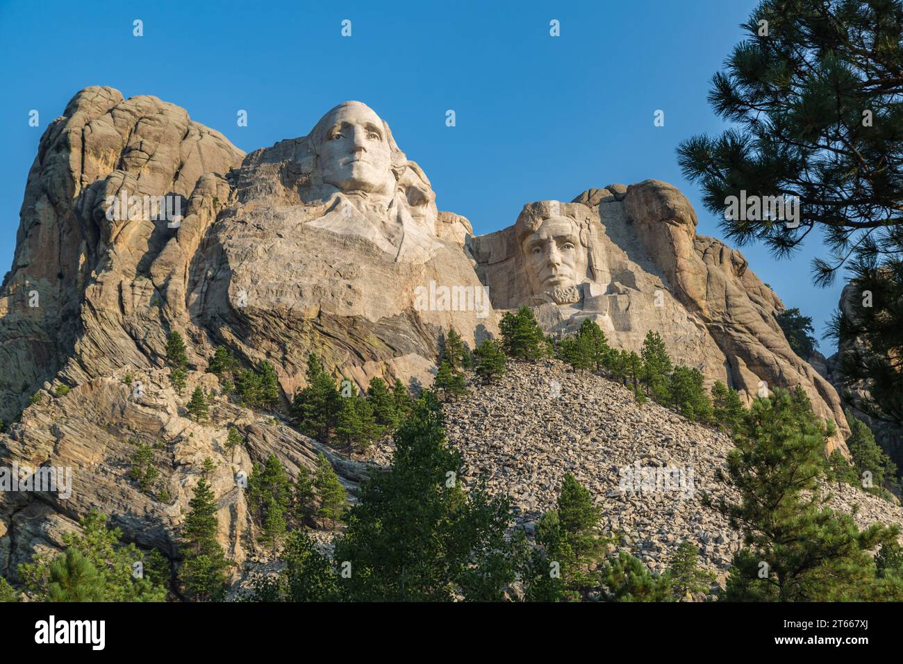 Carved granite busts of George Washington, Thomas Jefferson, Theodore ...