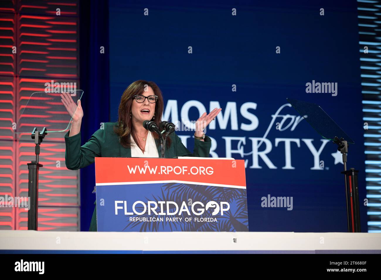 Moms for Liberty founder Tiffany Justice speaks at the Republican Party ...