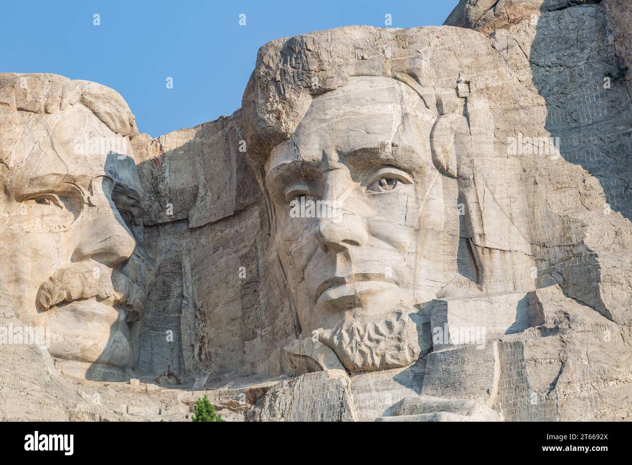 Close up of the carved granite bust of Abraham Lincoln at Mount ...