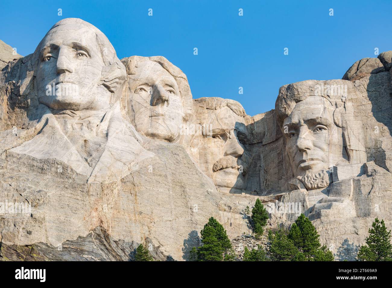 Carved granite busts of George Washington, Thomas Jefferson, Theodore ...
