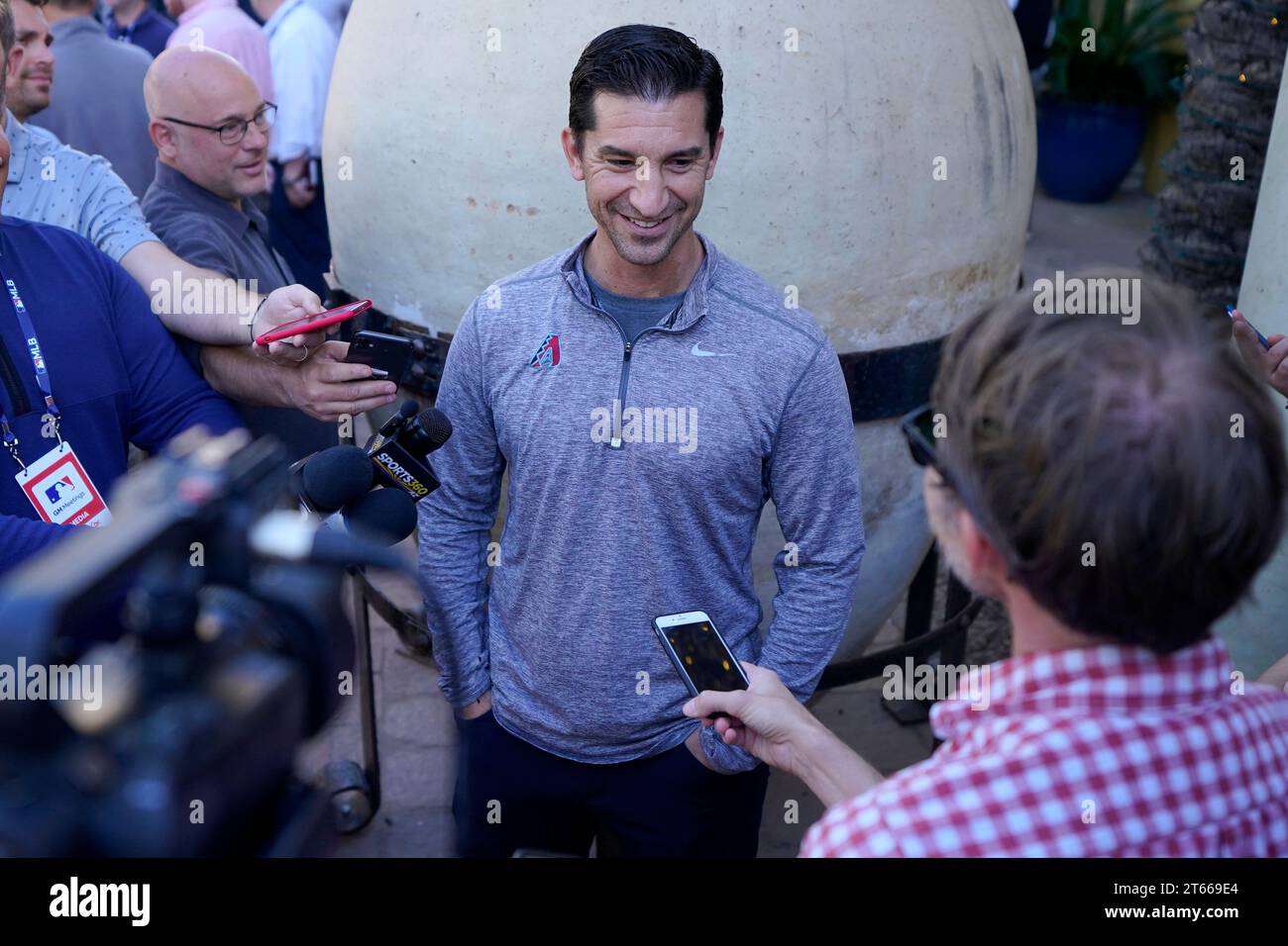 Arizona Diamondbacks General Manager Mike Hazen speaks during the Major ...