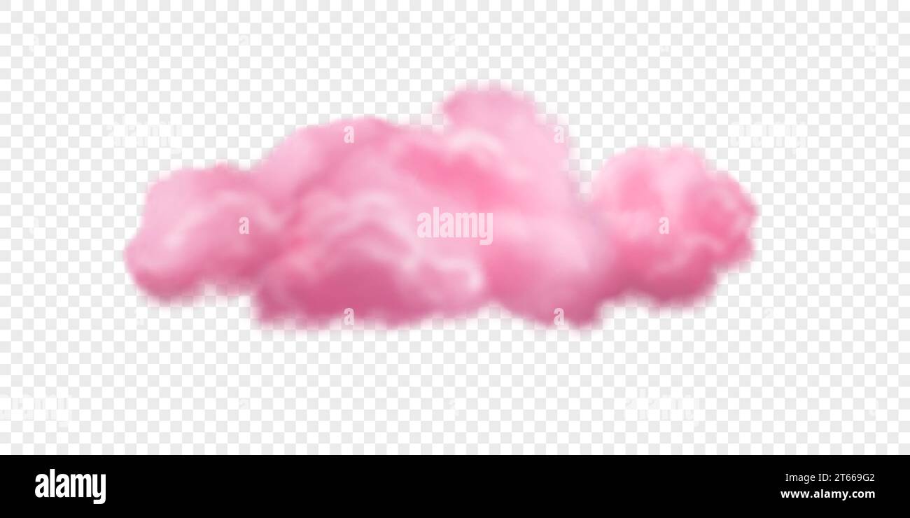 Big pink fluffy cloud. Vector design element. Realistic clouds isolated ...