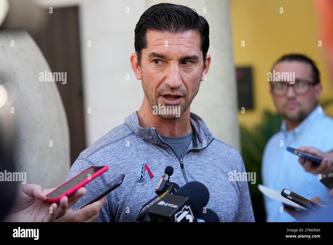 Arizona Diamondbacks General Manager Mike Hazen speaks during the Major ...