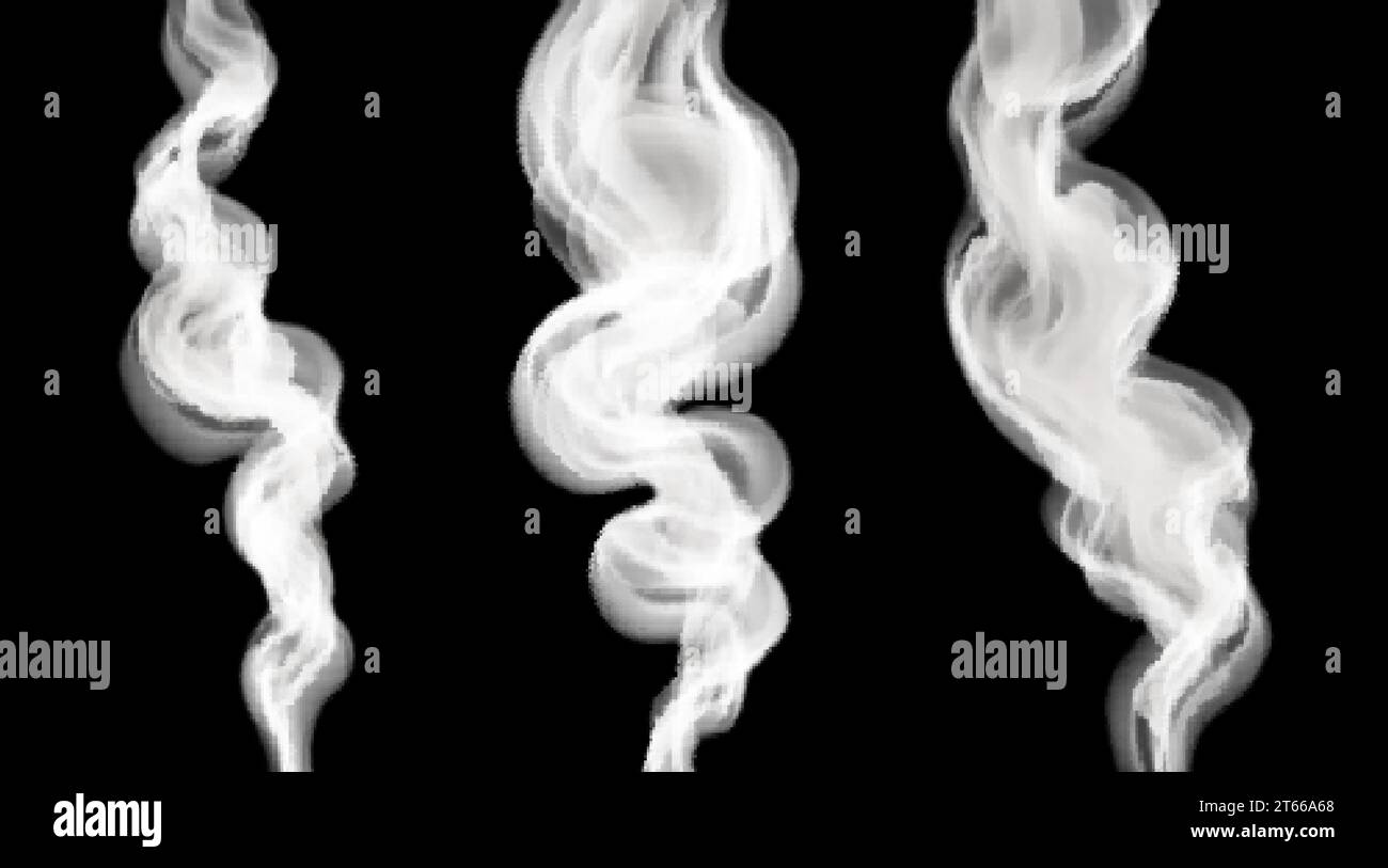 Vector cloudy smoke. Set of design elements. White wavy steam isolated ...