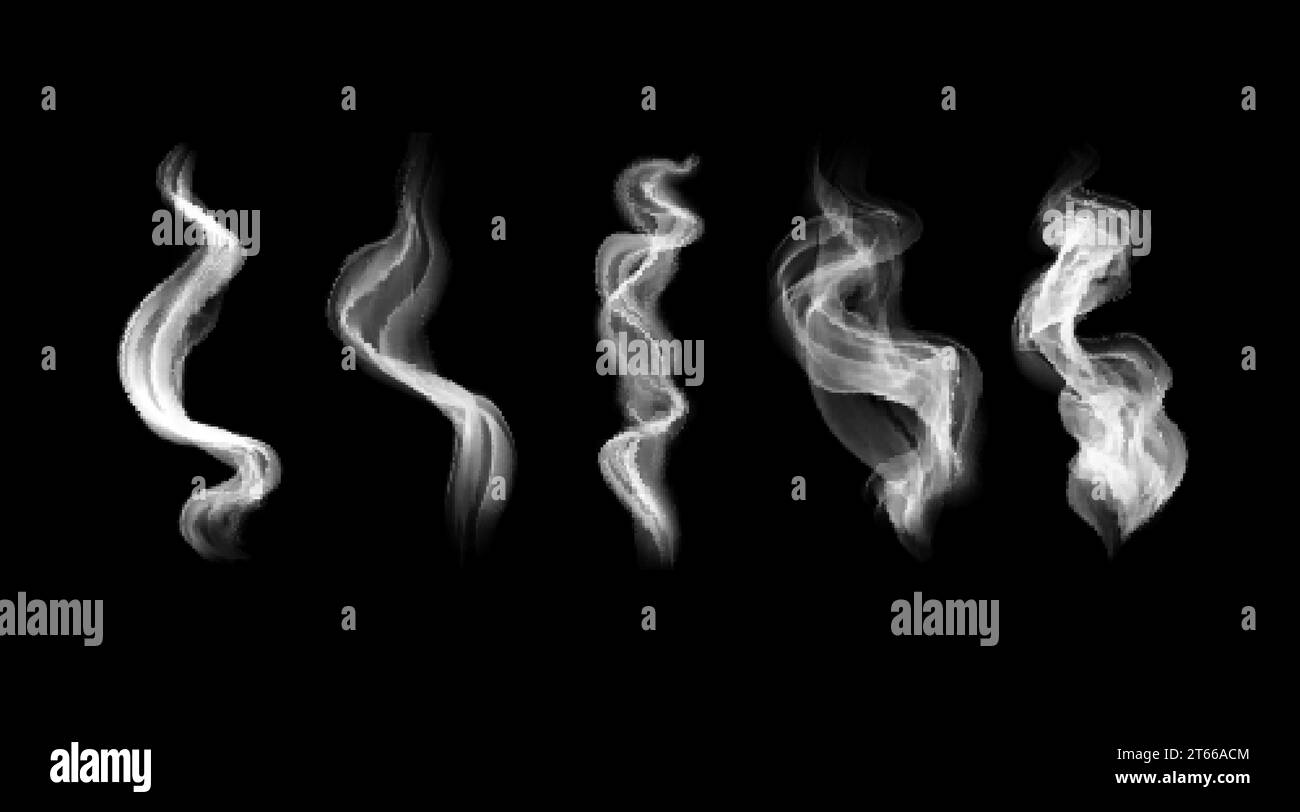 Vector design elements of hookah and cigarette smoke. White realistic ...
