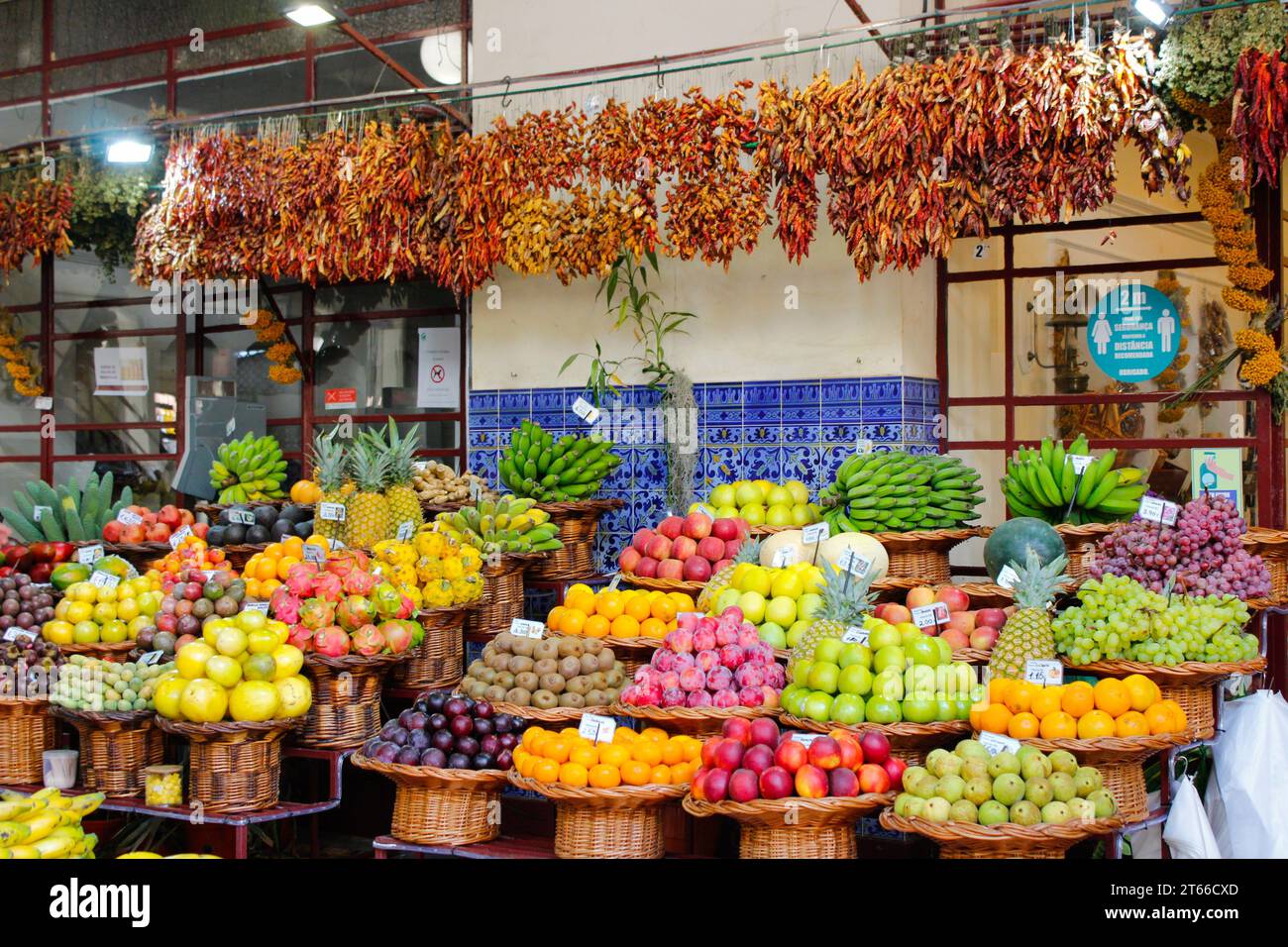 Fruit booth in a typical market. Madeira, Portugal Stock Photo - Alamy