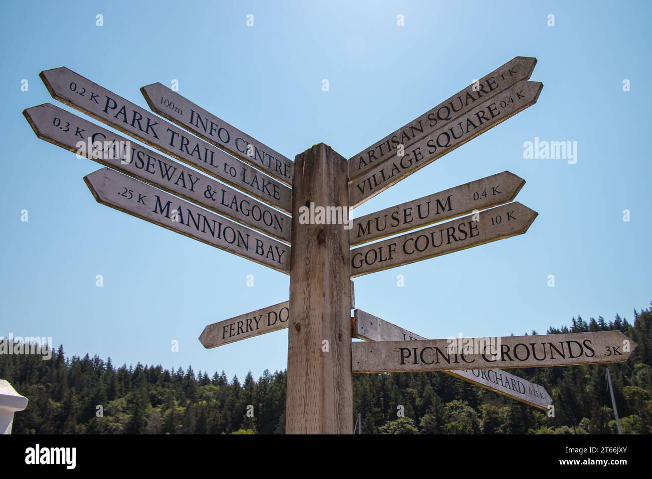 Bowen Island, CANADA - Jun 28 2023 : Iconic wooden signpost near Snug ...
